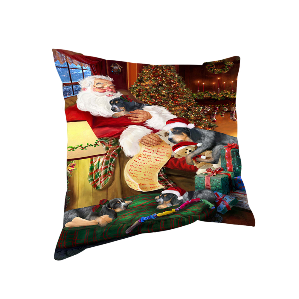 Christmas Santa Sleeping with Gifts Dogs Cats Photo Throw Decorative ...